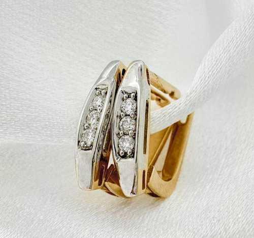 Золотые серьги с бриллиантами 585 / 2.97 гр