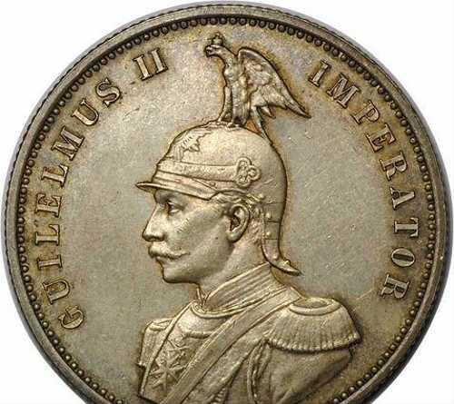 Серебряная Монета 1 рупия 1890 Германская Восточна