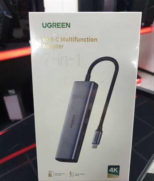 Док-станция ugreen 7 в 1 hdmi RJ45 SD TF 2xUSB