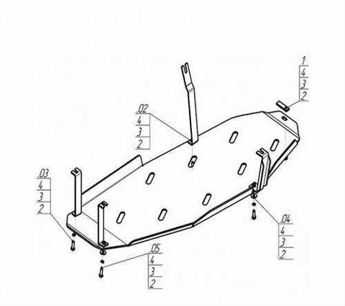 Защита бензобака Pajero 4 2006-2012 (Алюм)