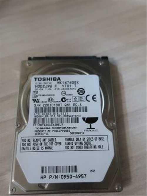 Жесткий диск 160 гб для ноутбука MK1676GSX toshiba