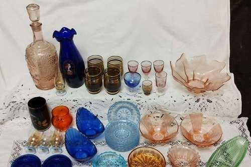 Посуда цветное стекло,Самовар,вазы и др