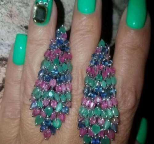 Серьги серебро с натуральными камнями