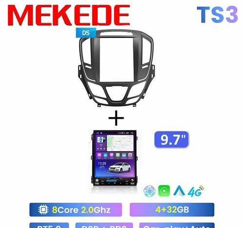Магнитола 9.7 дюйма Opel Insignia 1 рестайлинг Buick Regal DS 2013-2017 Mekede TS3 4 32G carplay