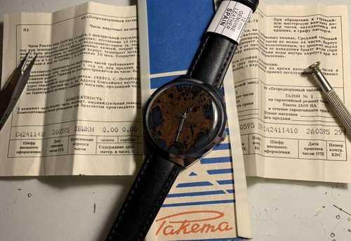 Комплект:уникальные каменные часы Ракета СССР