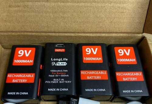 4 шт 9V 1000mAh Li-ion Battery Micro USB 6F22 9V