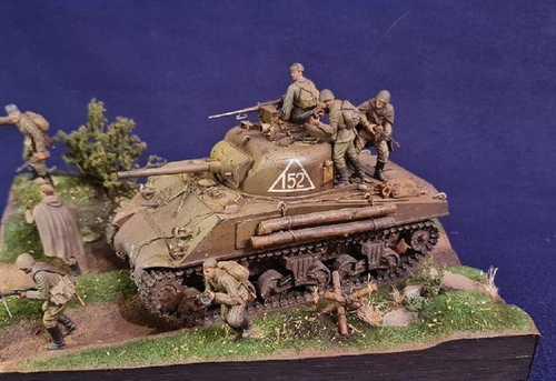 Диорама с моделью танка M4 Sherman Шерман 1:35