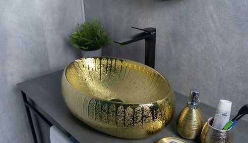 Накладная золотая раковина для ванной Gid 9030g