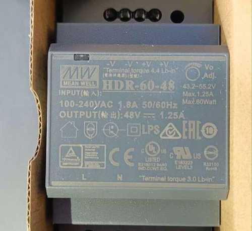Блок питания Mean Well MW HDR-60-48 48V 1.25A 60W