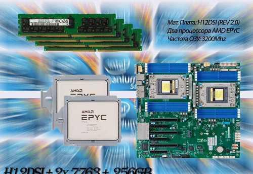 Сборка Supermicro H12DSI + 2x epyc 7713 + 256GB