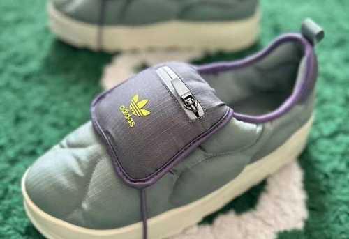 Кроссовки Adidas Puffylette Женские Серо-зеленые