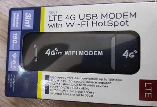 LTE 4G USB Модем с WiFi Hot Spot черный