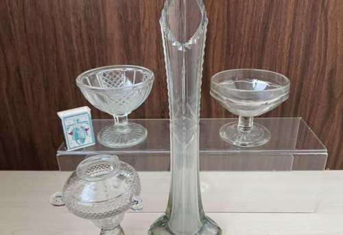 Старое стекло до 1917 г. вазочки креманки лампадка
