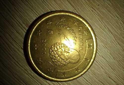 Монета 50 евро-центов Испания