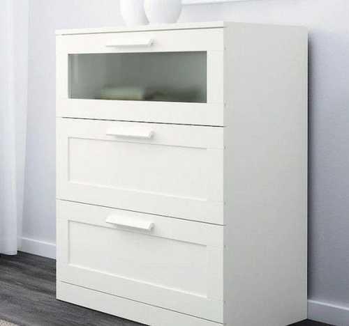 Комод с 3 ящиками - IKEA brimnes, 78х95 см, белый