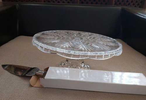 Подставка для подачи торта.Богемское стекло(Чехия)