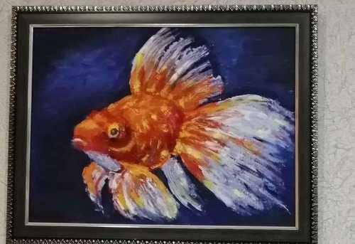 Картина маслом на холсте 30*40 "Золотая рыбка"