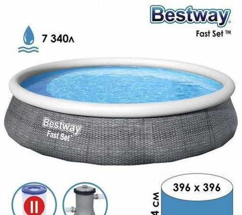 Бассейн Fast Set Ротанг 396х84см, с фильтром