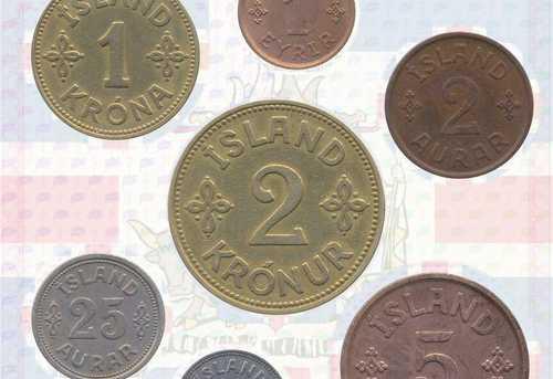 Набор всех 7-ми монет Королевства Исландия 1931-40