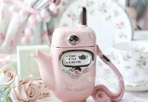 Розовый чайник «Ретро мобильный» керамика Англия