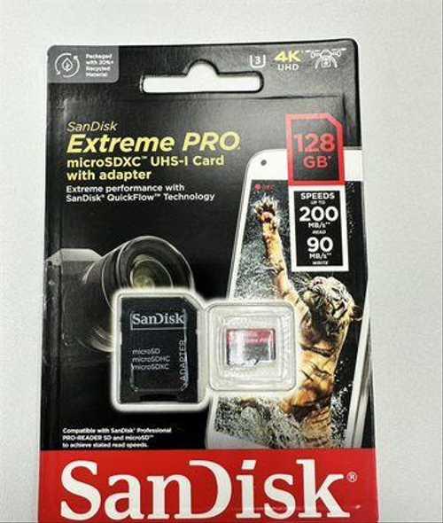 Карта памяти micro sd v30 128 gb sandisk pro