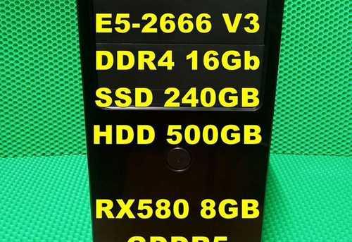 E5-2666 V3 16Gb RX 580 8Gb /SSD+HDD. Почти новый