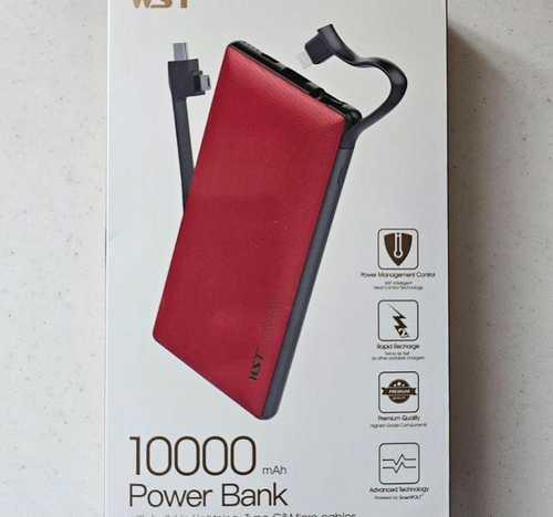 Power Bank WST 10000 mAh со встроенными проводами