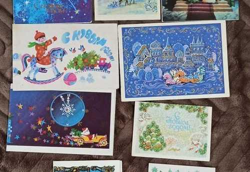 Новогодние открытки СССР чистые с разворотом