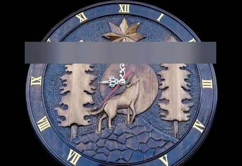 Часы настенные "воющий волк"
