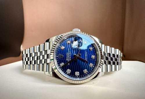 Женские часы Rolex DateJust 36 Blue+ gems