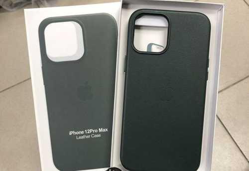 Чехол на iPhone 12 Pro Max Leather Case зелёный