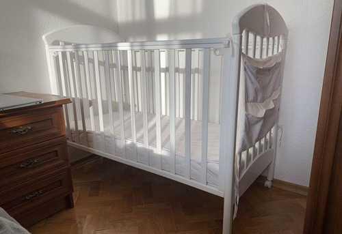 Детская кроватка Fiorellino 120x60 белая + матрас