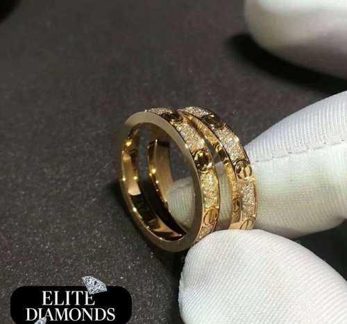Кольцо Cartier Love маленькая модель желтое золото 585 проба 72 шт. бриллиант 0.1937 карат