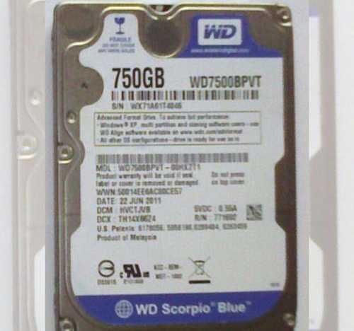 Жесткий диск для ноутбука 1Tb 750Gb 500Gb 320G80Gb