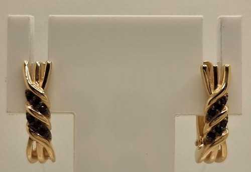 Золотые серьги цирконий 585 (мармелад)