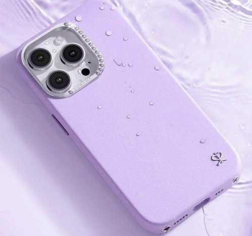 Чехол pynana iPhone 14 PRO кожа, Swarovski