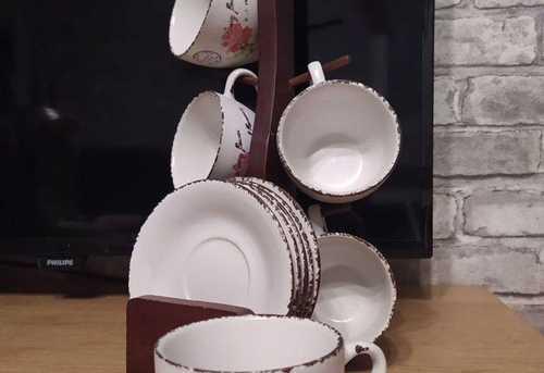 Чайно кофейный набор, чашки, тарелки