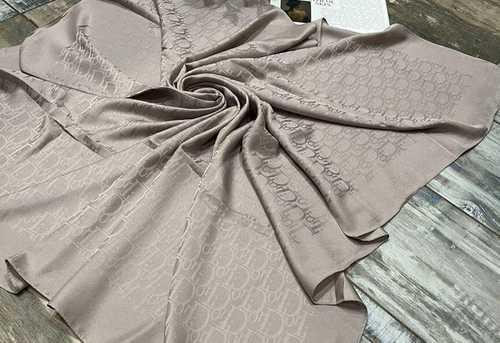 Шелковый платок Dior однотонный бежевый