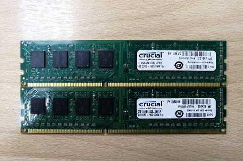Оперативная память DDR3 Crucial 8Gb (2x4Gb) 1600MH