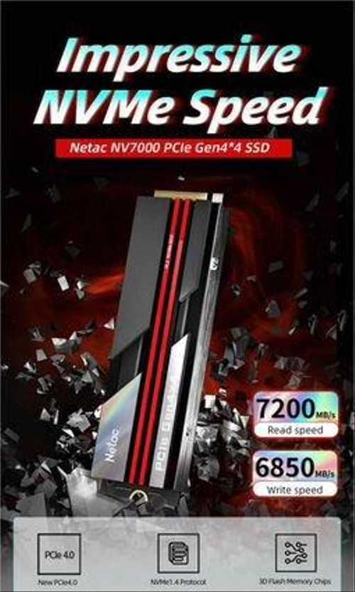 SSD Netac NV7000 M2 NVMe PCIe 4,0x4 1Tb, новый