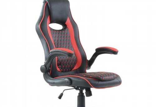 Кресло K-37 черная кожа красные вставки