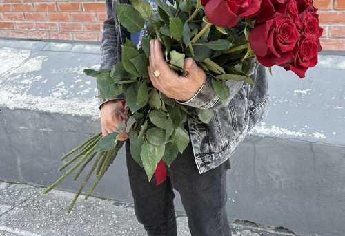 100 см роза Эквадор красная метровая роза