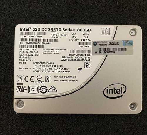Серверные ssd Intel DC-S3510 800gb