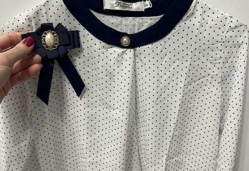 Блузка школьная для девочки Deloras + брошь