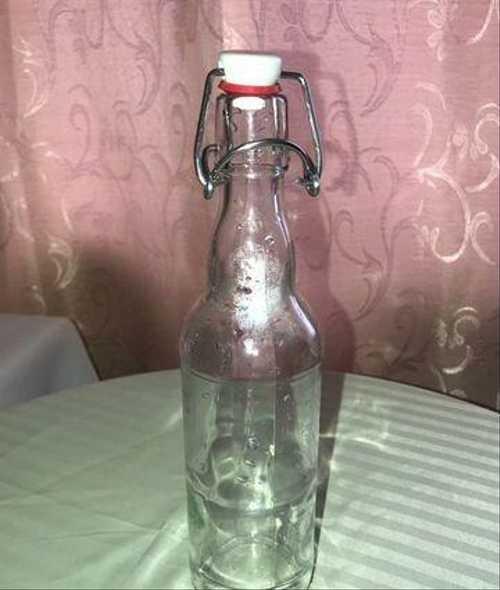 Бутылка прозрачное стекло с бугельной пробкой 0.5