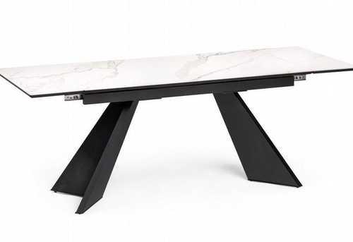 Керамический стол Ливи 140х80х78 белый мрамор / че