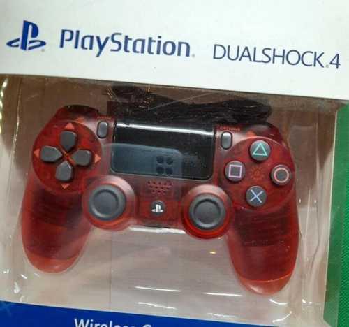 Джойстик Dualshock 4 PS4 прозрачный красный