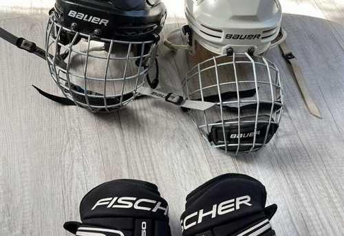 Хоккейный шлем Bauer черный и белый jr