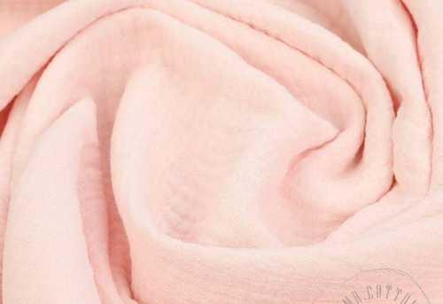 Ткань Муслин Премиум однотонный бледно - розовый 4