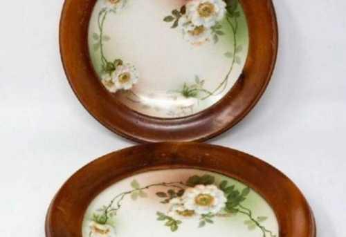Настенные тарелки в деревянной рамке 2 шт 50х.г